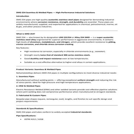 SMO 254 Pipes Nascent Group Document.... | PDF