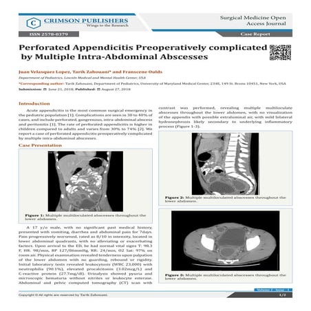 Perforated Appendicitis Preoperatively complicated by Multiple Intra ...
