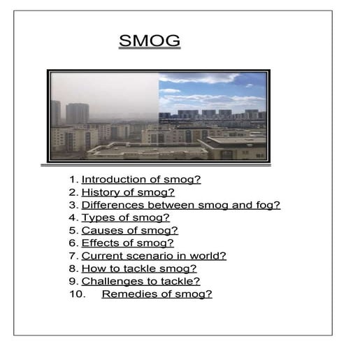 SMOG and Its Effects in Pakistan: A Comprehensive Overview | PPTX