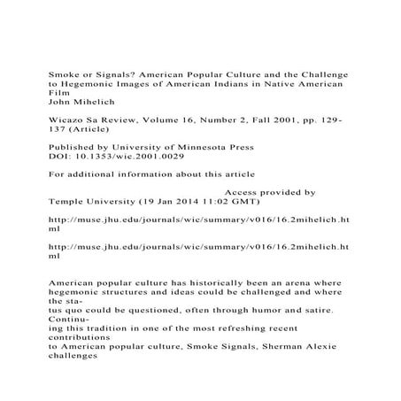 Smoke Signals Essay | PDF