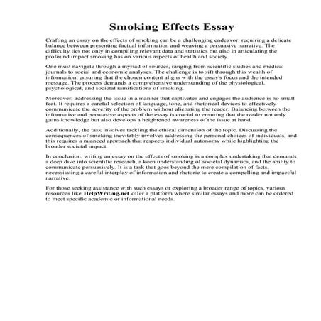 Smoking Effects Essay. DOC Essay: Causes and Effects of Smoking Among ...