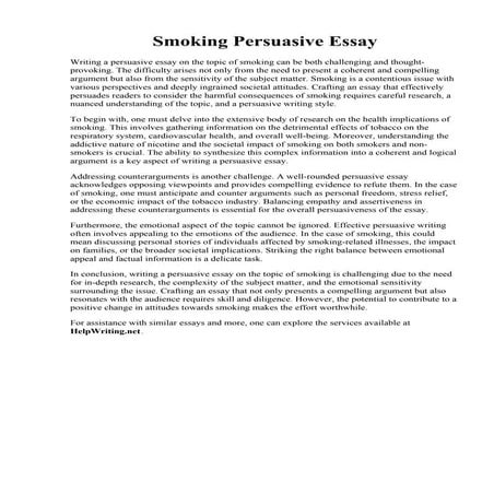 Smoking Persuasive Essay. Argumentative Essay For Smoking In Public ...