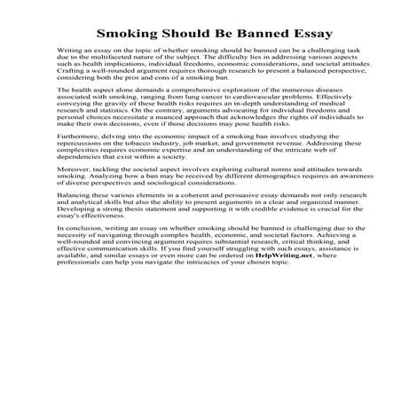 Smoking Should Be Banned Essay | PDF
