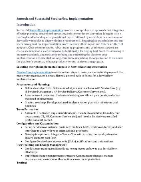 Smooth and Successful ServiceNow implementation.pdf Smooth and Successful ServiceNow implementation.pdf
