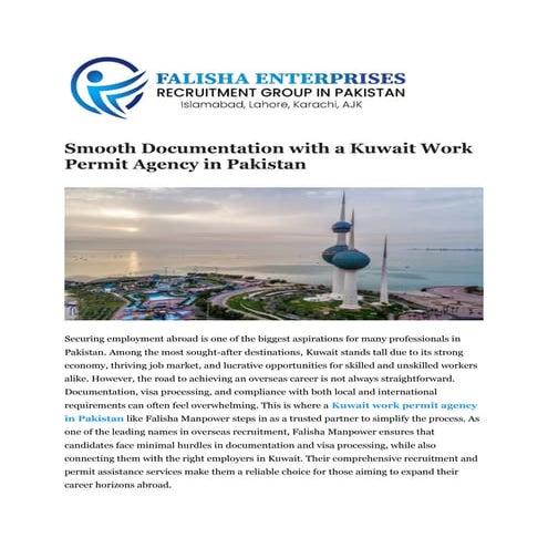 Smooth Documentation with a Kuwait Work Permit Agency in Pakistan. | DOCX