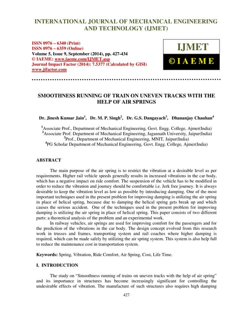 AIR SPRING system used in LHB coaches in | PDF