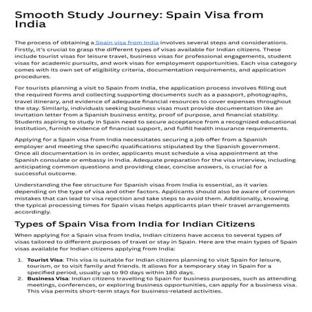 Smooth Study Journey Spain Visa from India.pdf