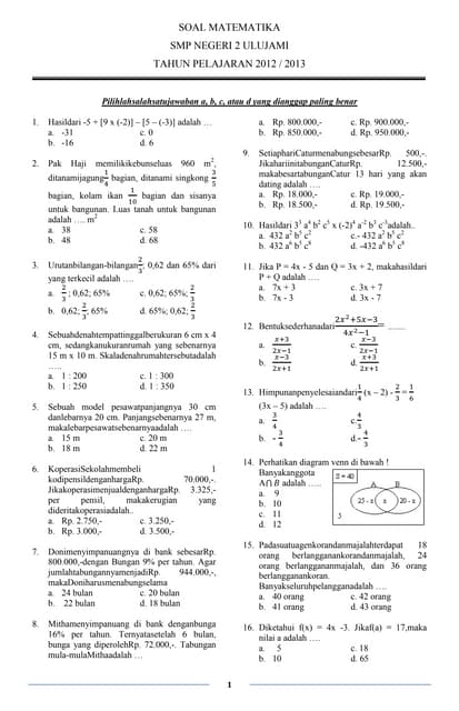 Latihan soal Matematika UN 2013 Paket 6 | PDF