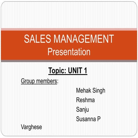 Introduction to Sales Management | PPTX