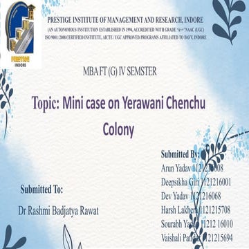 Strategic Decision Making Ppt Topic: Mini Case on Yerawani Chenchu Colony | PPTX