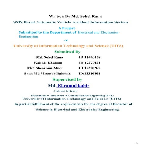 Sms based automatic vehicle accident information system1 | PDF