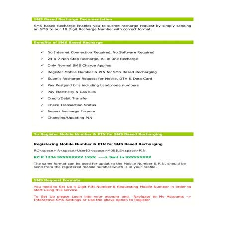 Sms based recharge | DOC