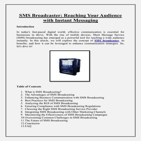 SMS broadcaster | PDF