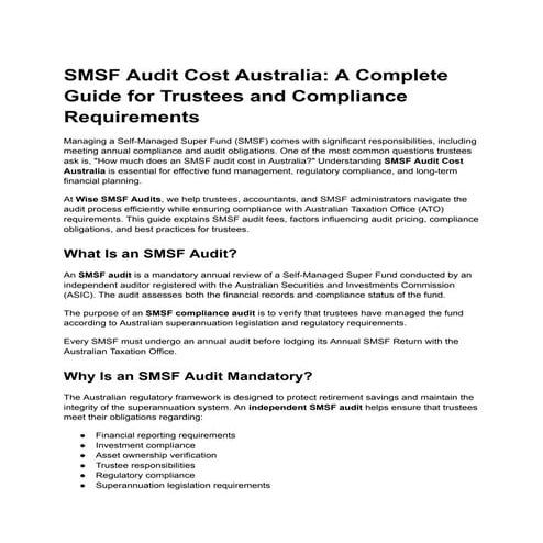 SMSF Audit Cost Australia_ A Complete Guide for Trustees and Compliance ...