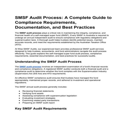 SMSF Audit Process_ A Complete Guide to Compliance Requirements ...