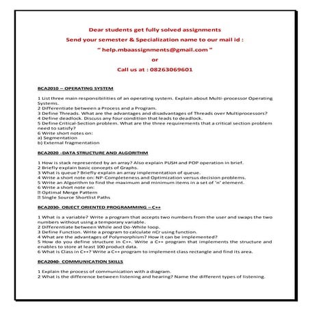 Smu bca-sem-2-fall-2015- solved - assignments | DOCX
