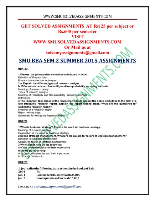 Smu bba sem 2 fall 2015 assignments | PDF