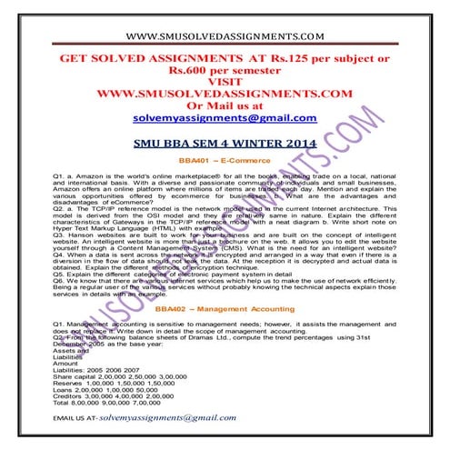 Smu bba sem 4 winter 2014 assignments | PDF