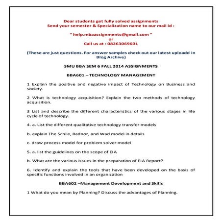 Smu bba sem 6 fall 2014 solved assignments | DOCX