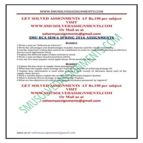 Smu bca sem 6 spring 2016 assignments | DOCX | Logistics | Business