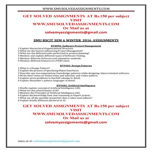 Smu bscit sem 6 winter 2016 assignments | PDF