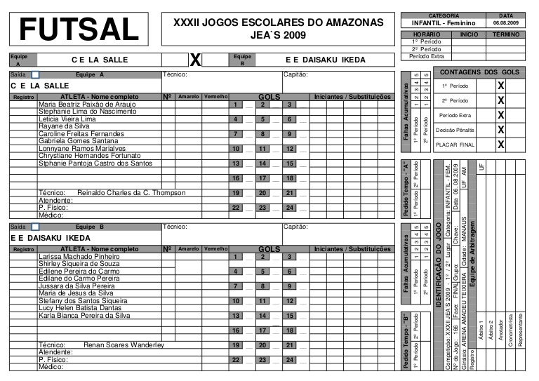 SúMula de Futsal 2009