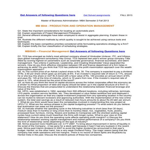 Examination paper of production & operation management (2) | PDF