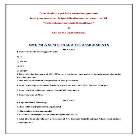 Smu mca sem 5 fall 2015 solved assignments | DOCX