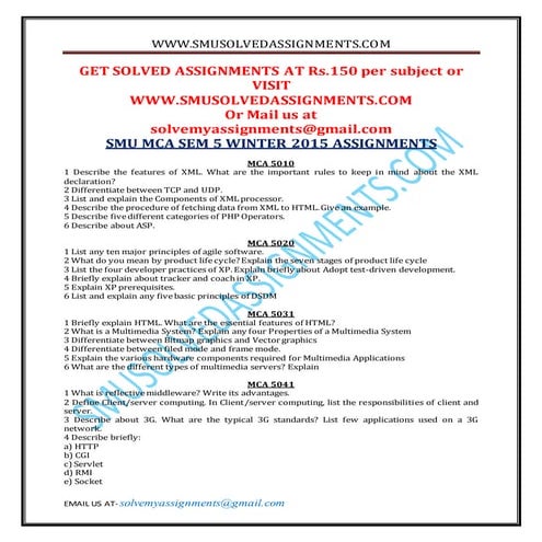 Smu mca sem 5 winter 2016 assignments | DOCX