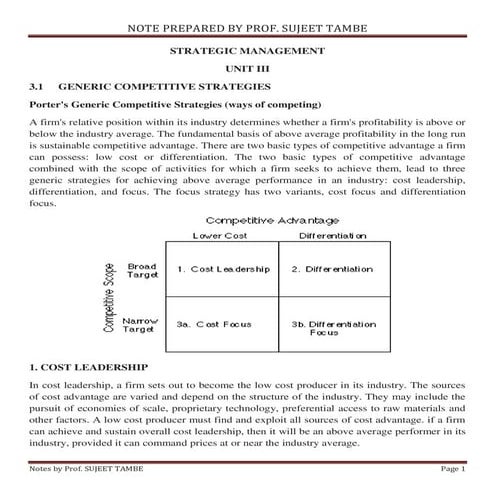 Strategic Management Unit 3 notes | PDF
