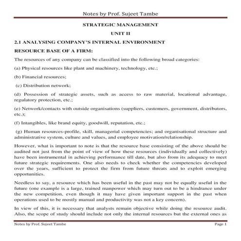 Strategic Management Unit 2 notes | PDF