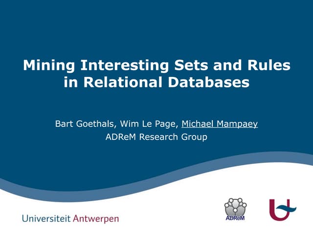 Mining Interesting Sets And Rules In Relational Databases Ppt