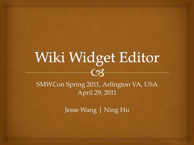 Smwcon Widget Editor First Preview Ppt