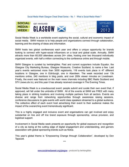 SMW Glasgow cheatsheet N.3 - #SMWGla Main Themes | PDF