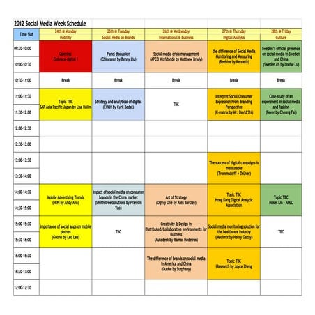 Social Media Week Shanghai Conference Schedule | PPT