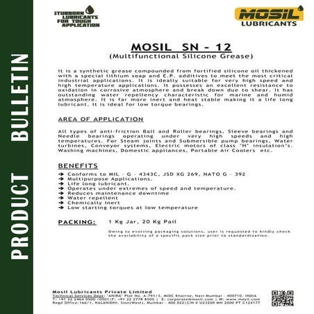 Multipurpose silicone grease by Mosil Lubricant | PDF