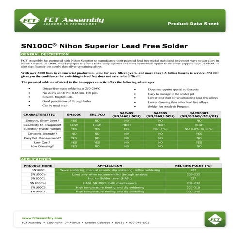 Sn100c Bar Solder | PDF