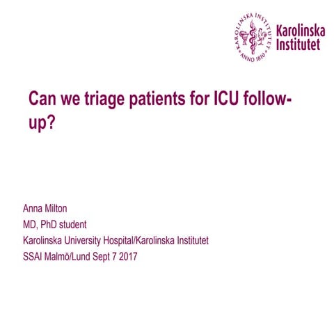 Can we identify ICU patients in need of support after ICU discharge ...