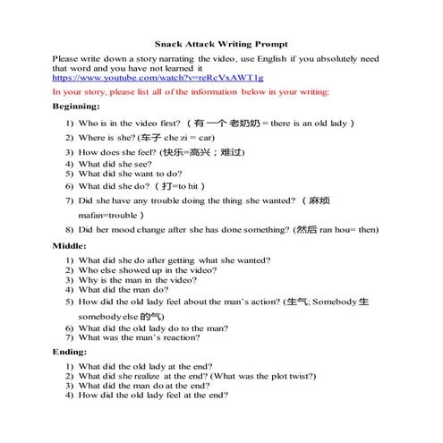 Snack Attack Writing Prompt | PDF