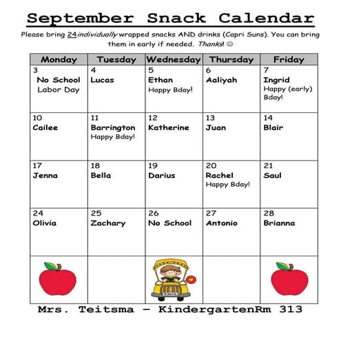 Snack calendar | PDF