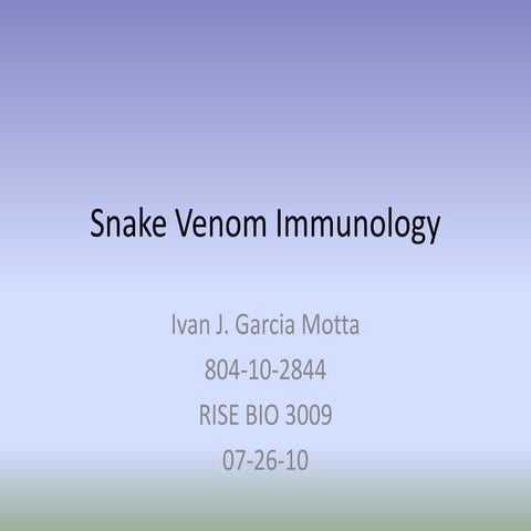 Medicinal Uses of Snake Venom | PPTX