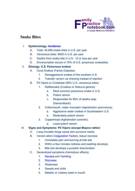 First aid for Snake bite | PPTX | First Aid | Injuries