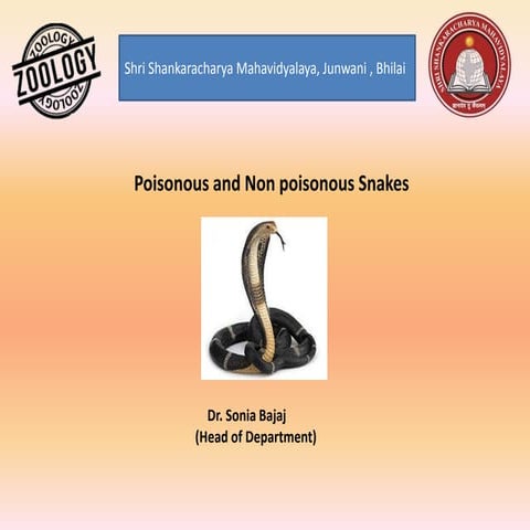 Snakes-poisonous & Non poisonous, venom ,biting mechanism | PPTX