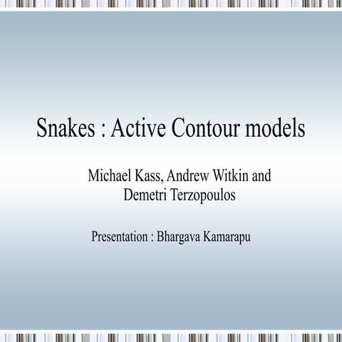 Snakes in Images (Active contour tutorial) | PPTX