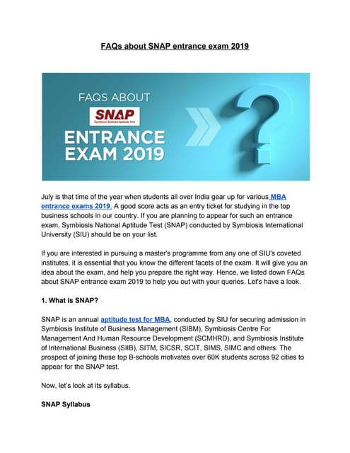 Your Complete Guide to SNAP Exam 2023.pdf | Undergraduate Education ...