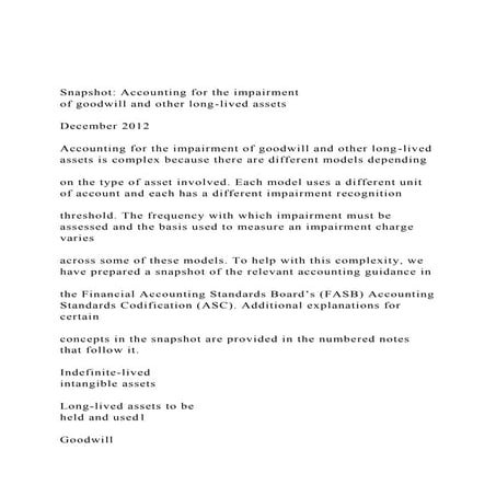 Snapshot Accounting for the impairment of goodwill and othe.docx