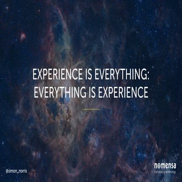 Experience is Everything; Everything is Experience | Simon Norris | PDF