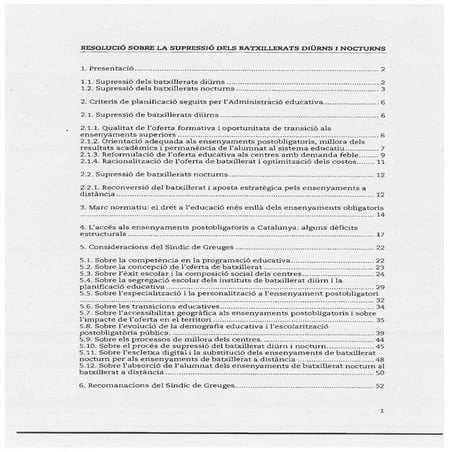 Síndic: supressió batxillerats | PDF