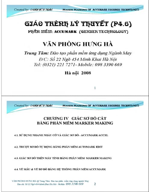 TÀI LIỆU ACCUMARK V8 – Thiết kế rập, nhảy size, giác sơ đồ | PDF