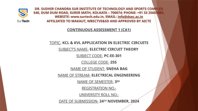 Unit 1_KVL and KCL theorems electrical students | PPTX